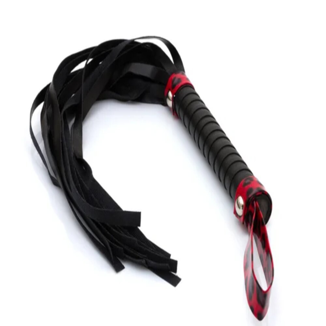 Chicote de Bdsm Em Tiras no Modelo Flogger Leopardo Vermelho - Loja Pimenta